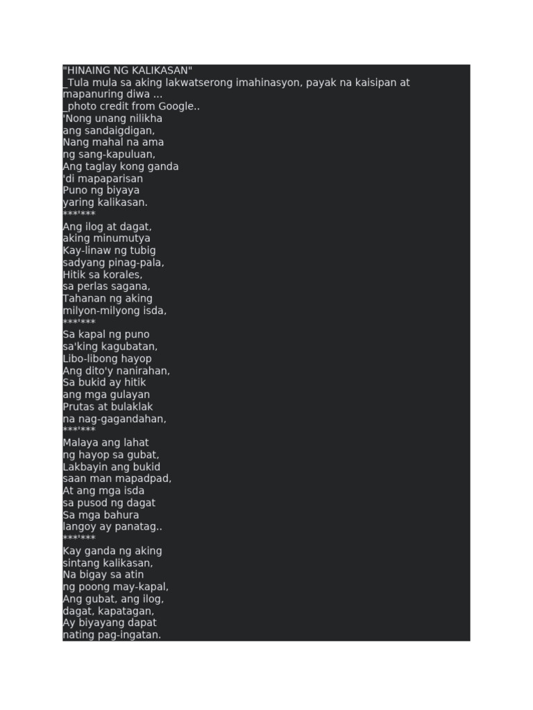 Hinaing NG Kalikasan | PDF