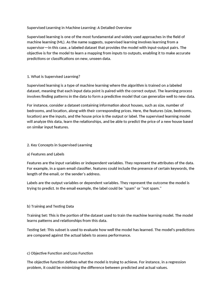 Supervised Learning in Machine Learning | PDF | Machine Learning | Mean Squared Error