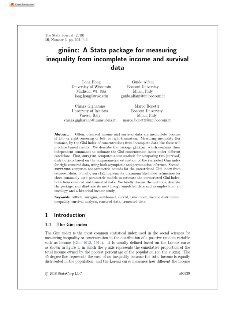 Giniinc A Stata Package For Measuring | PDF | Gini Coefficient ...