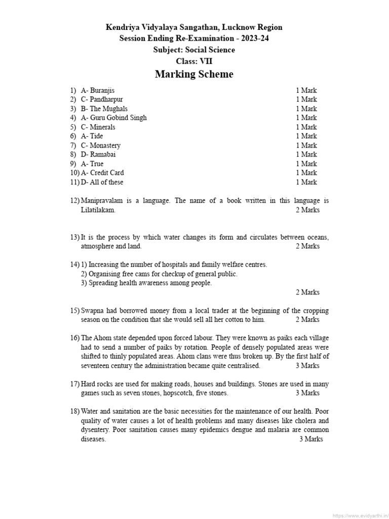 Social Science Re-Examination Class VII | PDF