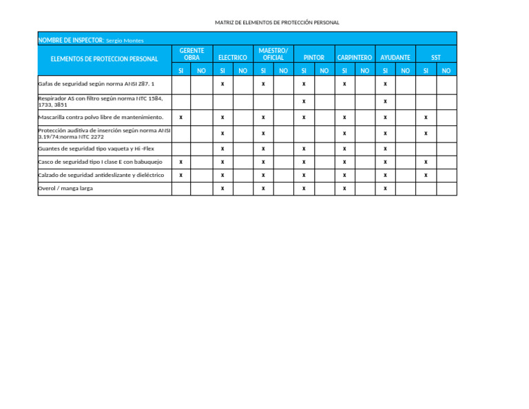 Matriz de EPP para Seguridad Laboral | PDF
