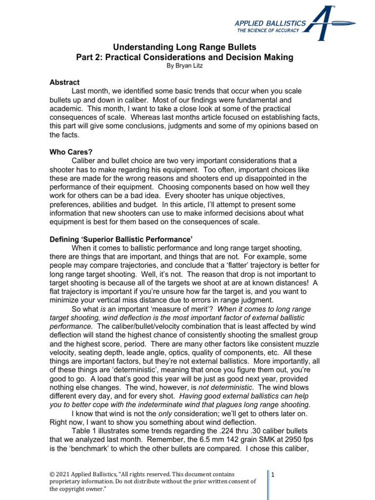 Understanding Long Range Bullets Part 2 Practical Considerations and ...