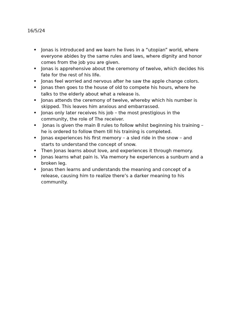 10 Bullet Points (The Giver) | PDF