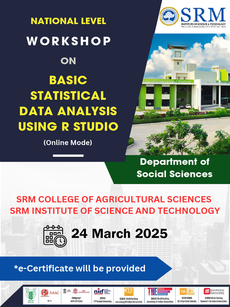 SRM CAS - National Workshop On R Studio | PDF | Agriculture | Data