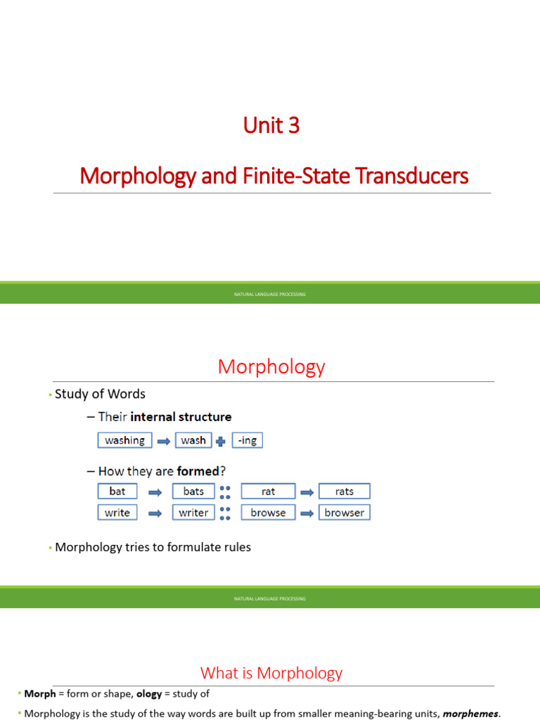 Unit3_Morphology and Finite State Transducers | PDF | Morphology (Linguistics) | Word