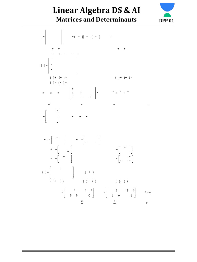 DPP - 01 - Matrices and Determinants | PDF | Mathematical Concepts | Applied Mathematics