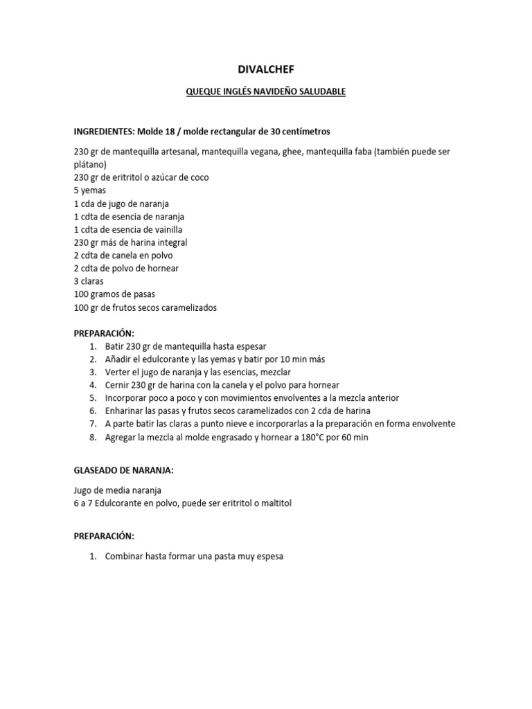 Queque Inglés Saludable | PDF