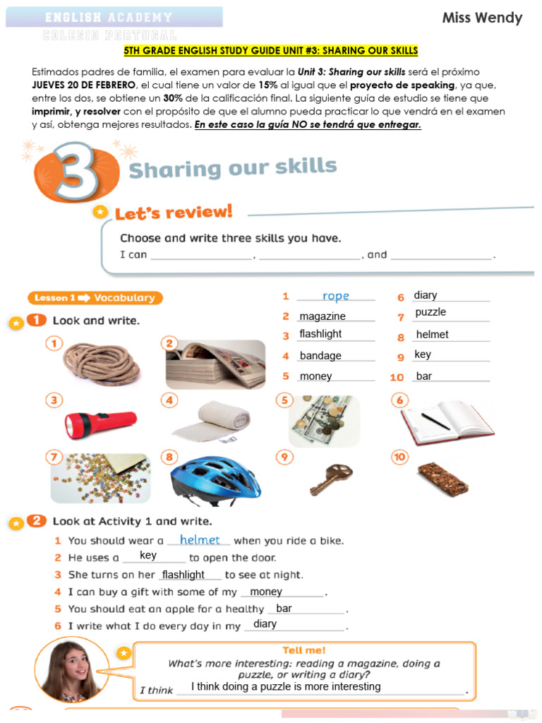 5TH GRADE STUDY GUIDE UNIT 3 Contestada | PDF