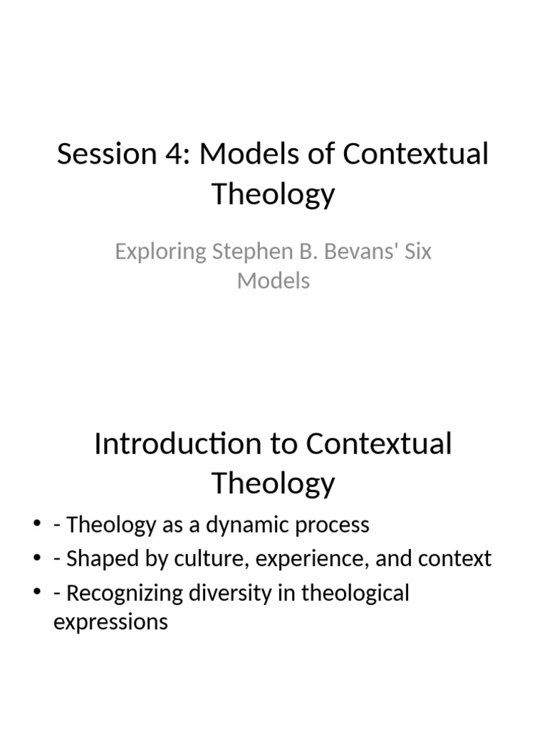 Session 4 Models of Contextual Theology | PDF