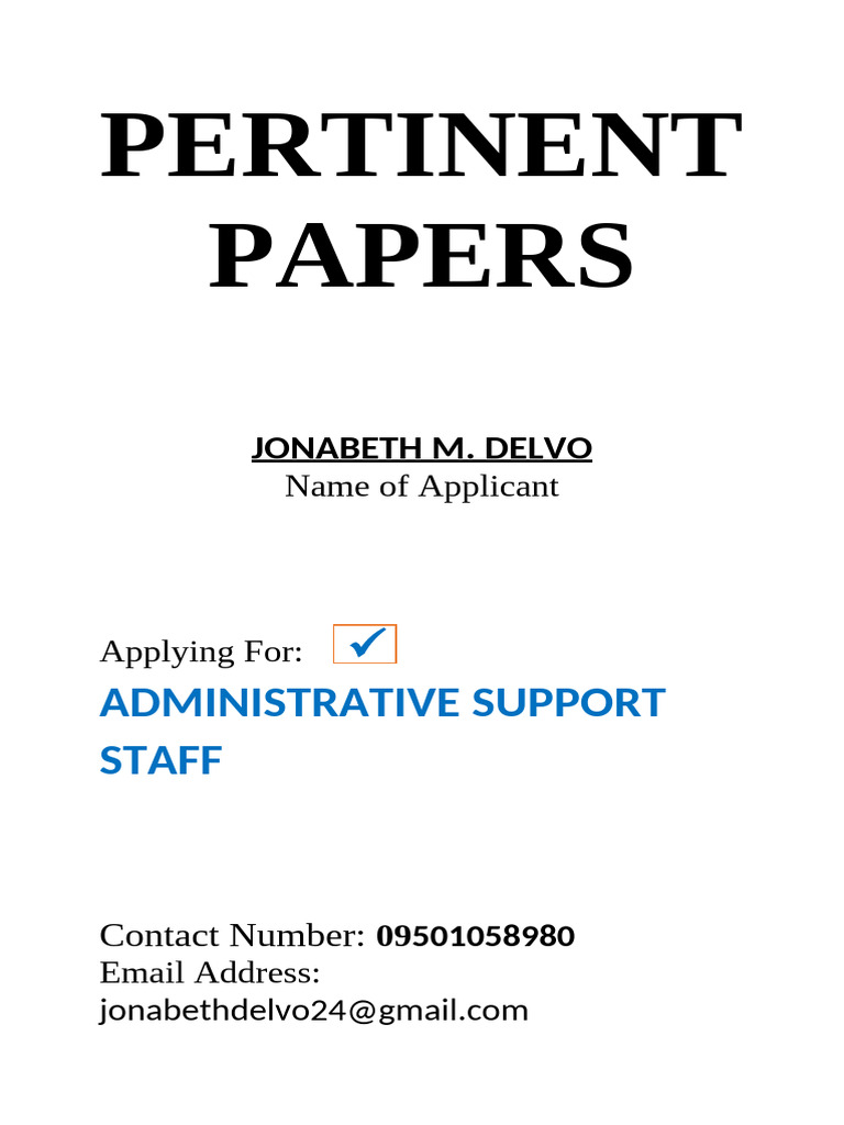 Pertinent Papers Cover Letter | PDF