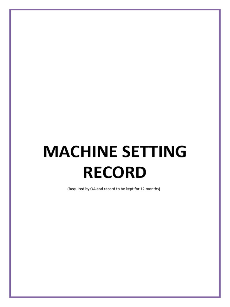 Updated Machine Setting Form (Jan 2025 Ver) | PDF | Coffee ...