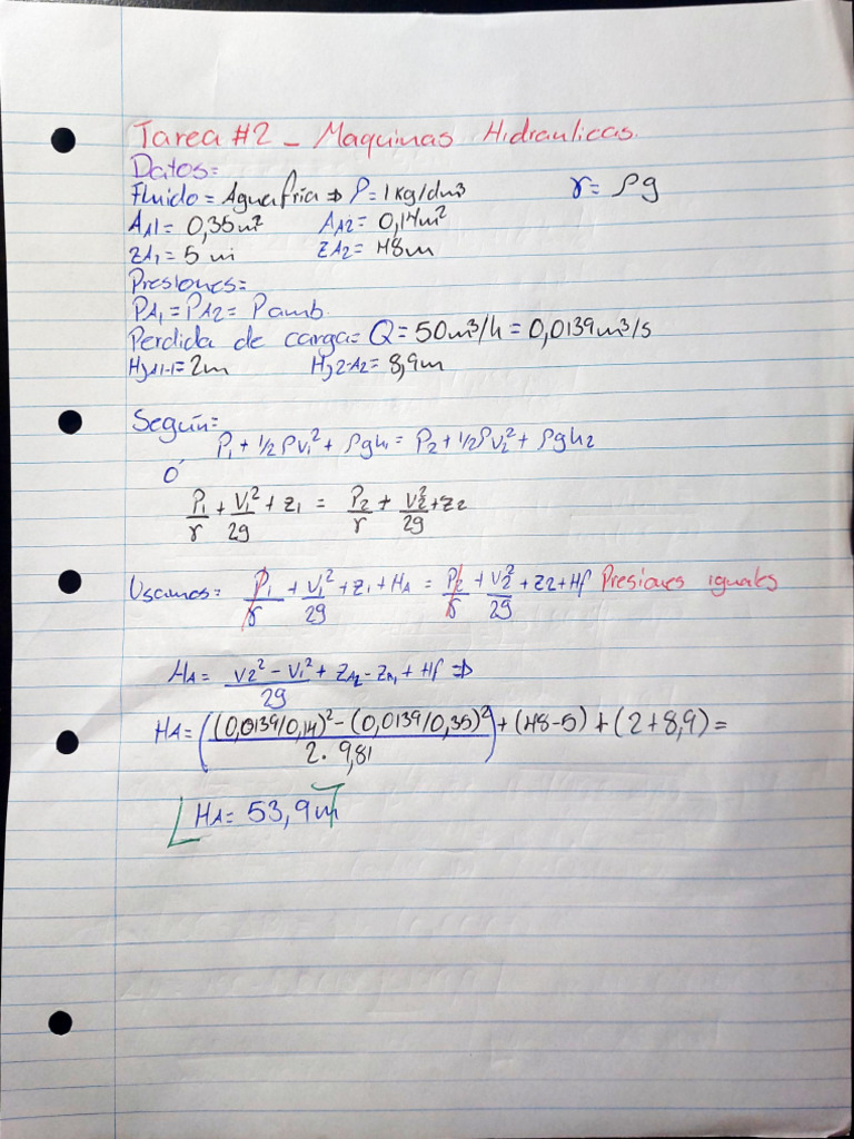 Sem 03 - Tarea #2 - Máquinas Hidráulicas - Andrey Vargas Morales | PDF