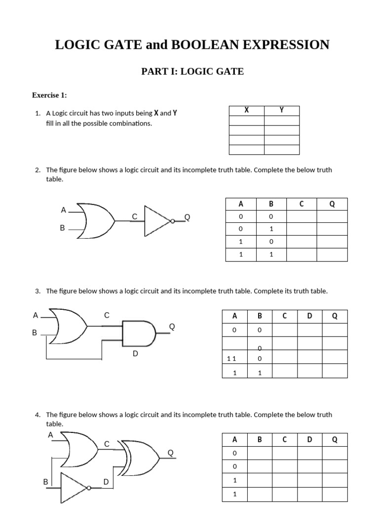 (PCO MME) Tut9-10 Logic Gate and Boolean Expression | PDF | Logic Gate | Boolean Algebra