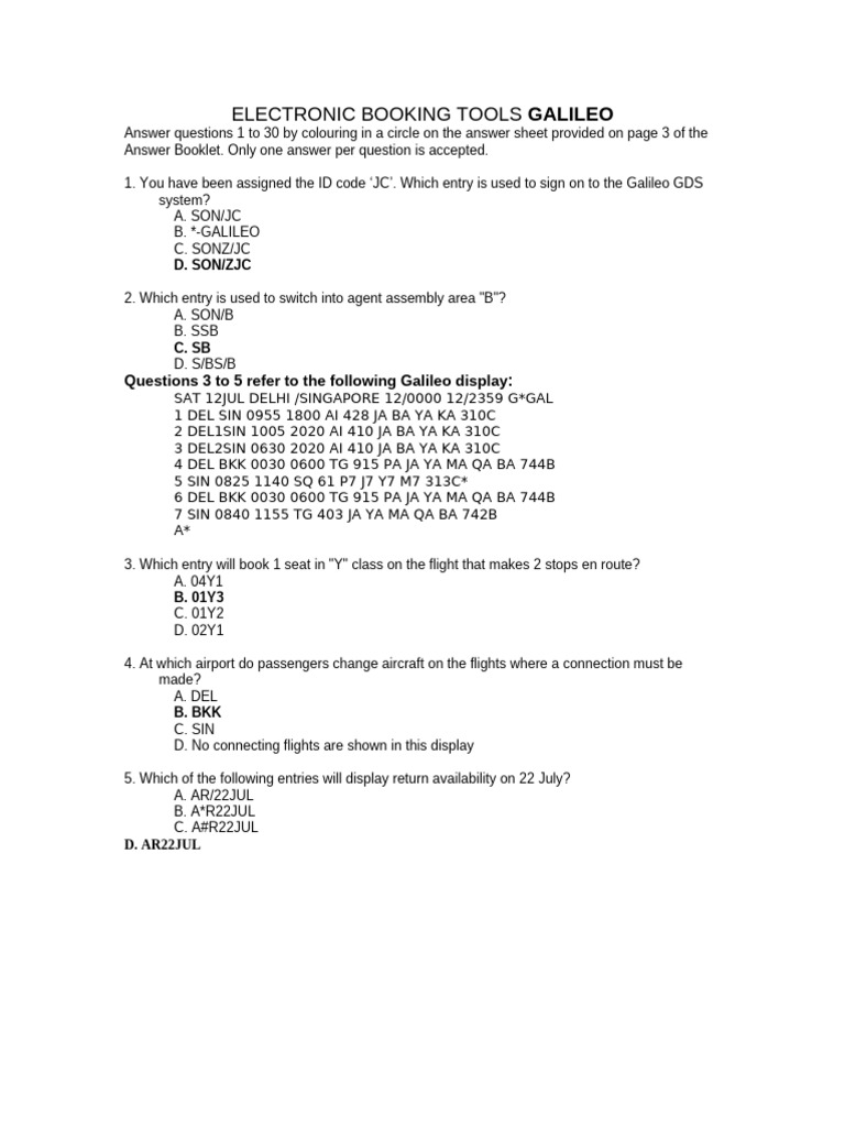 Galileo Question Paper | PDF