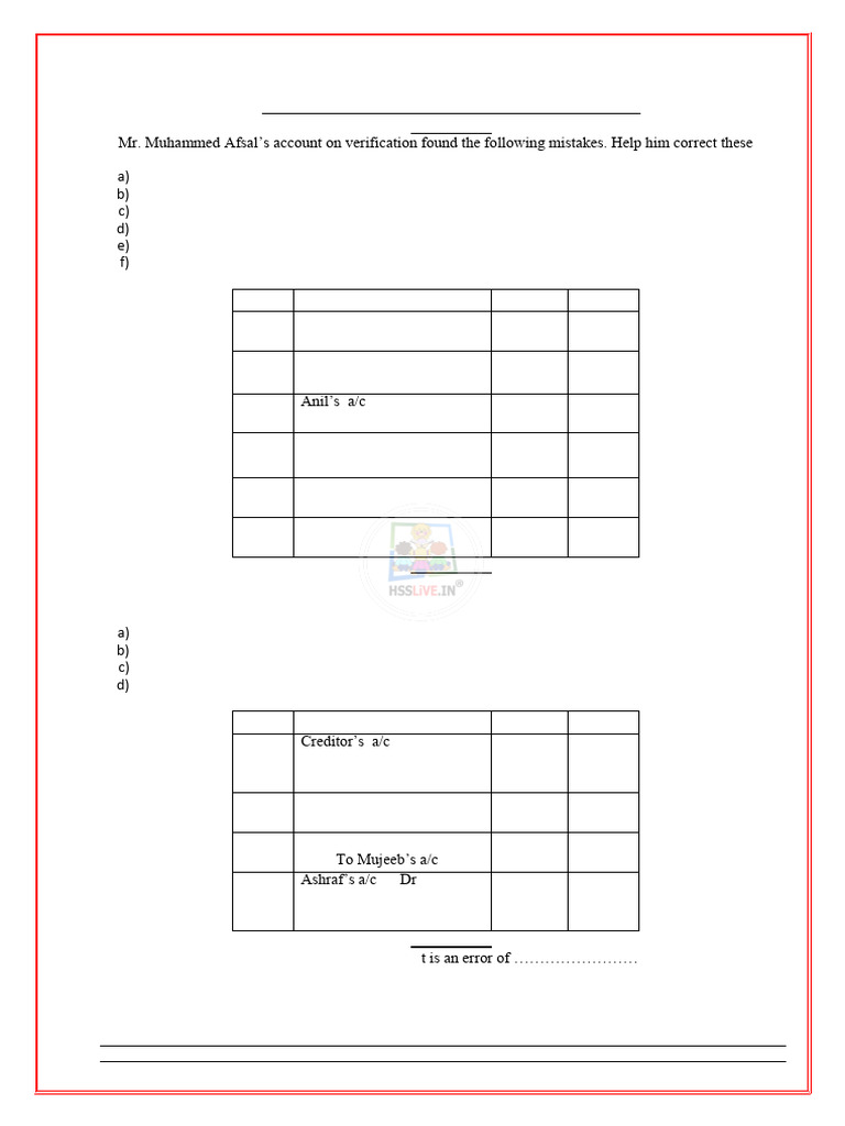 ARUNS ACADEMY-xi-acc-6 - Trial Balance and Rectification of Errors | PDF | Debits And Credits ...