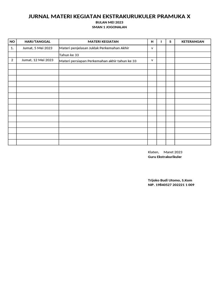 Jurnal Pramuka DG Materi Mei 2023 | PDF