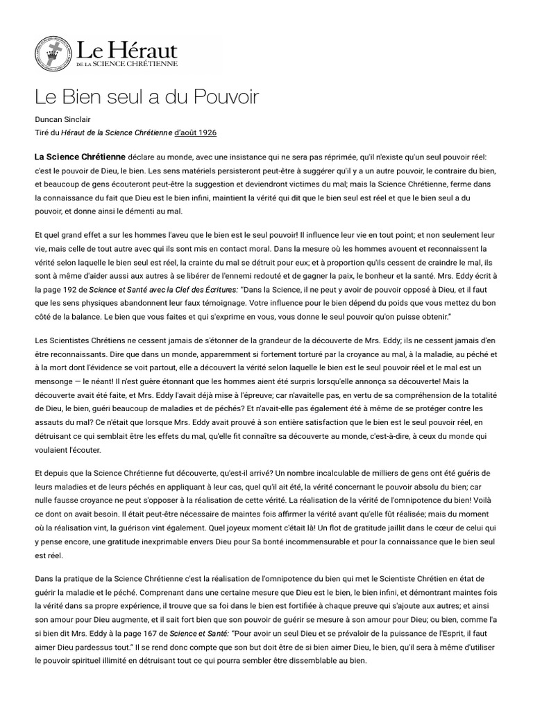 Le Bien, seul Pouvoir Réel | PDF | Dieu | Vérité