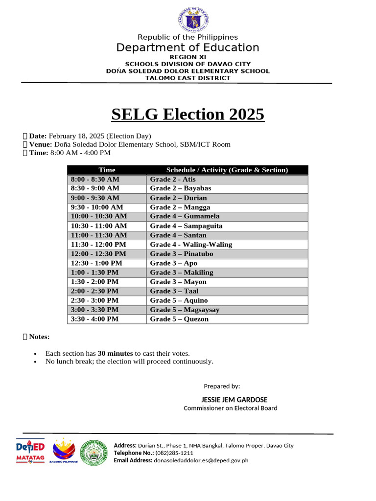 SELG Election Timetable | PDF