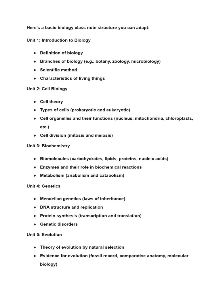 Biology Class Notes | PDF