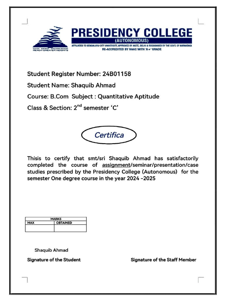 2nd Sem Quantitative Aptitude | PDF