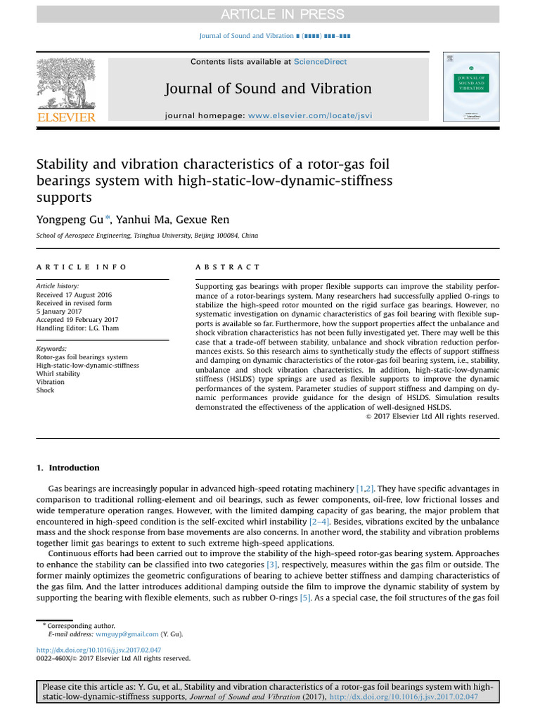 STABILITY and vibration characteristics of a rotor-gas foil bearings system with high-static-low ...