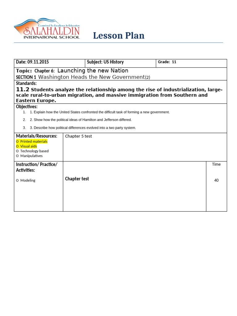 Chapter 6 Section 1 Lesson Plans | PDF