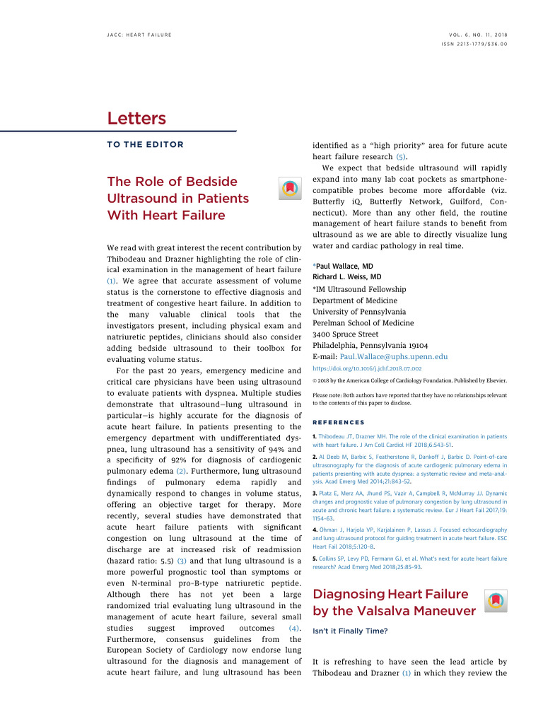 Letters: The Role of Bedside Ultrasound in Patients With Heart Failure ...
