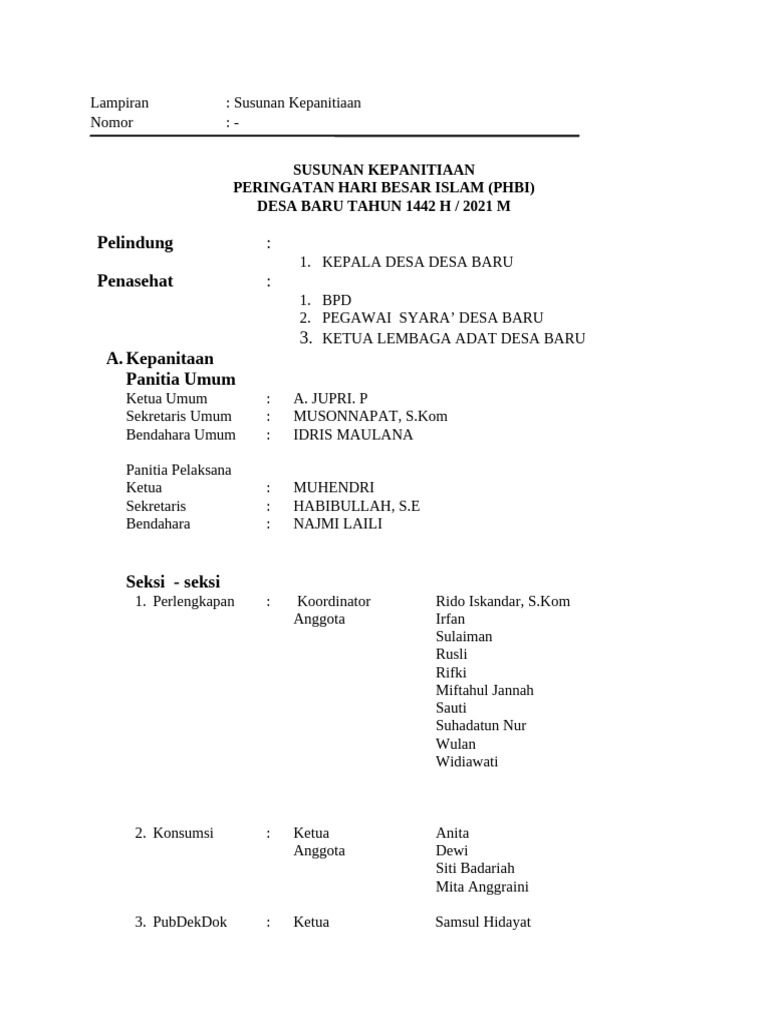 Salinan Nama Panitia | PDF