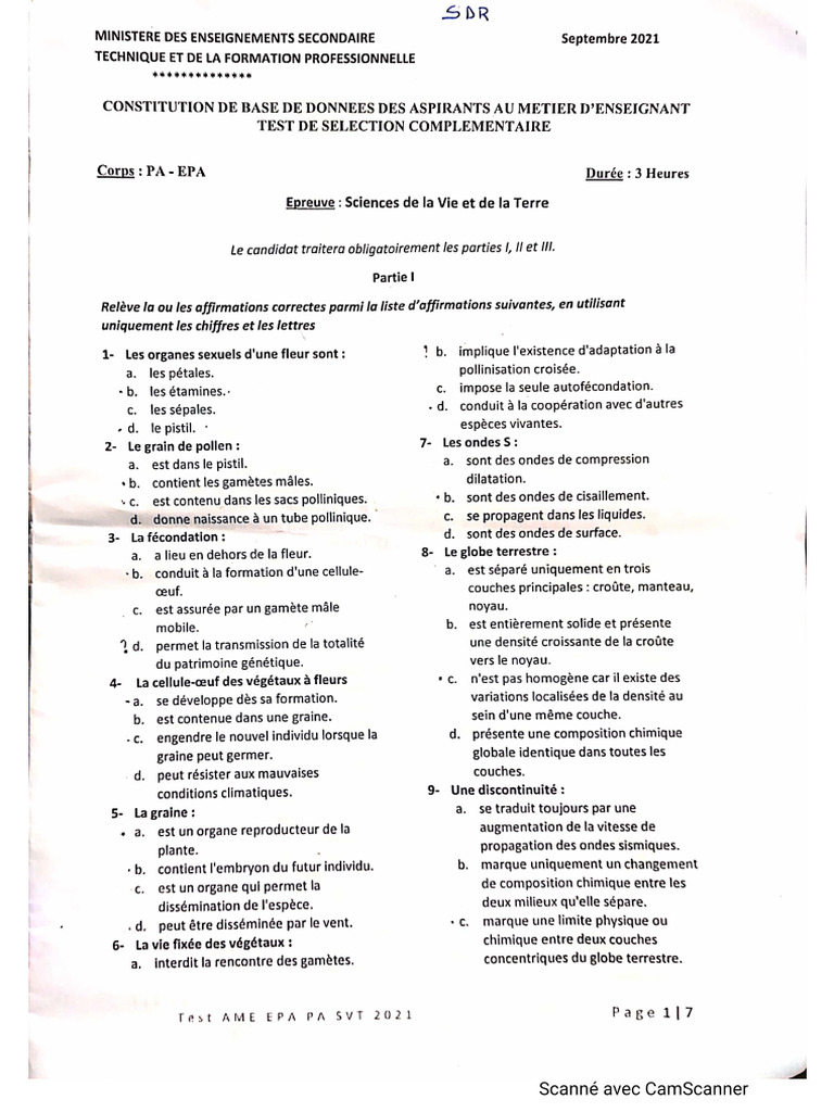 SVT Test EPA-PA 2021 | PDF