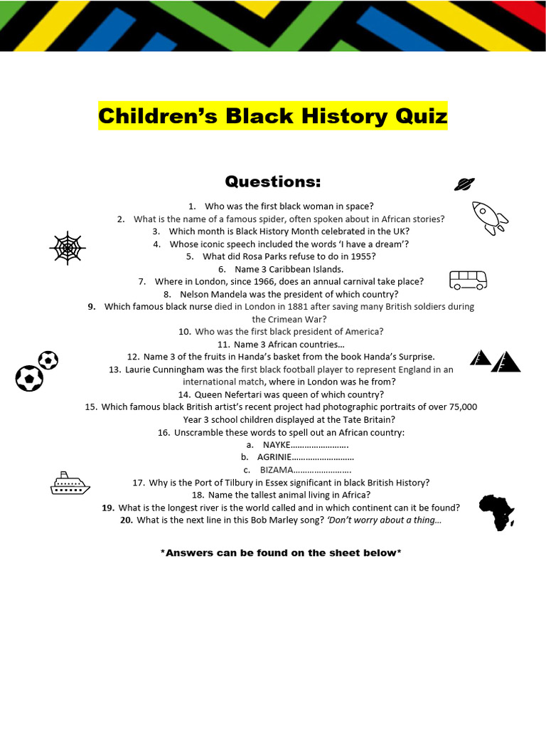 Children's Black History Quiz | PDF