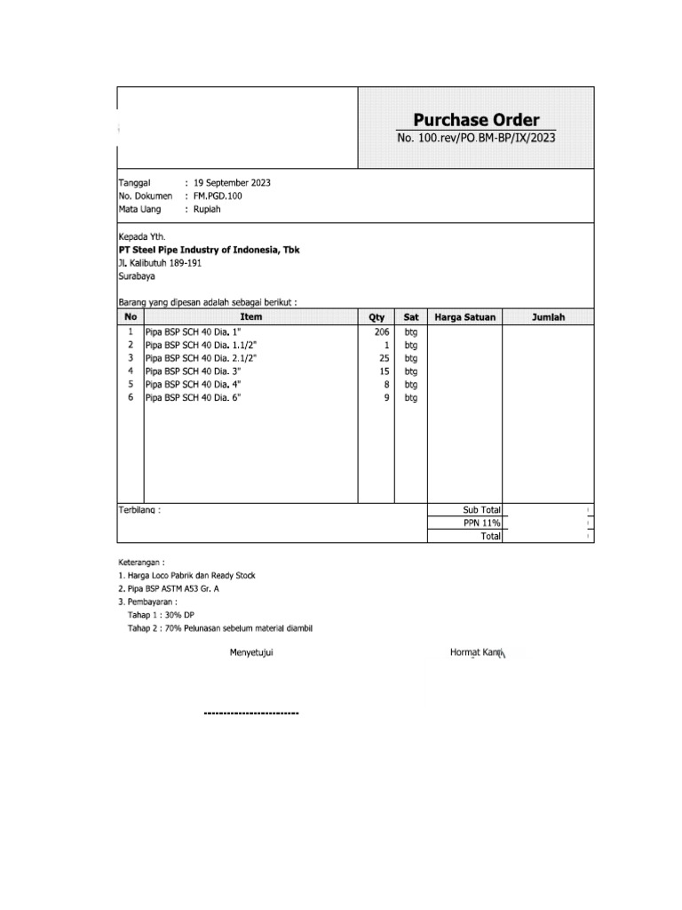 Contoh PO | PDF