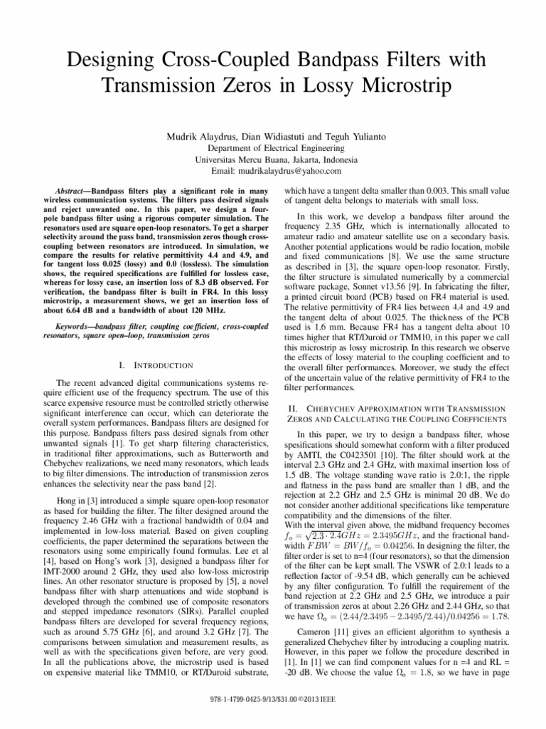 [9] Designing_cross-coupled_bandpass_filters_with_transmission_zeros_in_lossy_microstrip | PDF ...