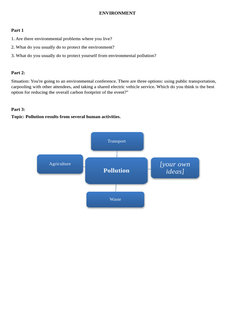 B1 Speaking - Unit 5 Environment | PDF