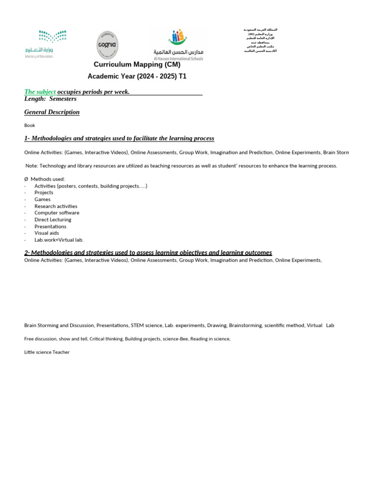 Curriculum Mapping for Grade 1 Math 2024-2025 | PDF | Brainstorming ...