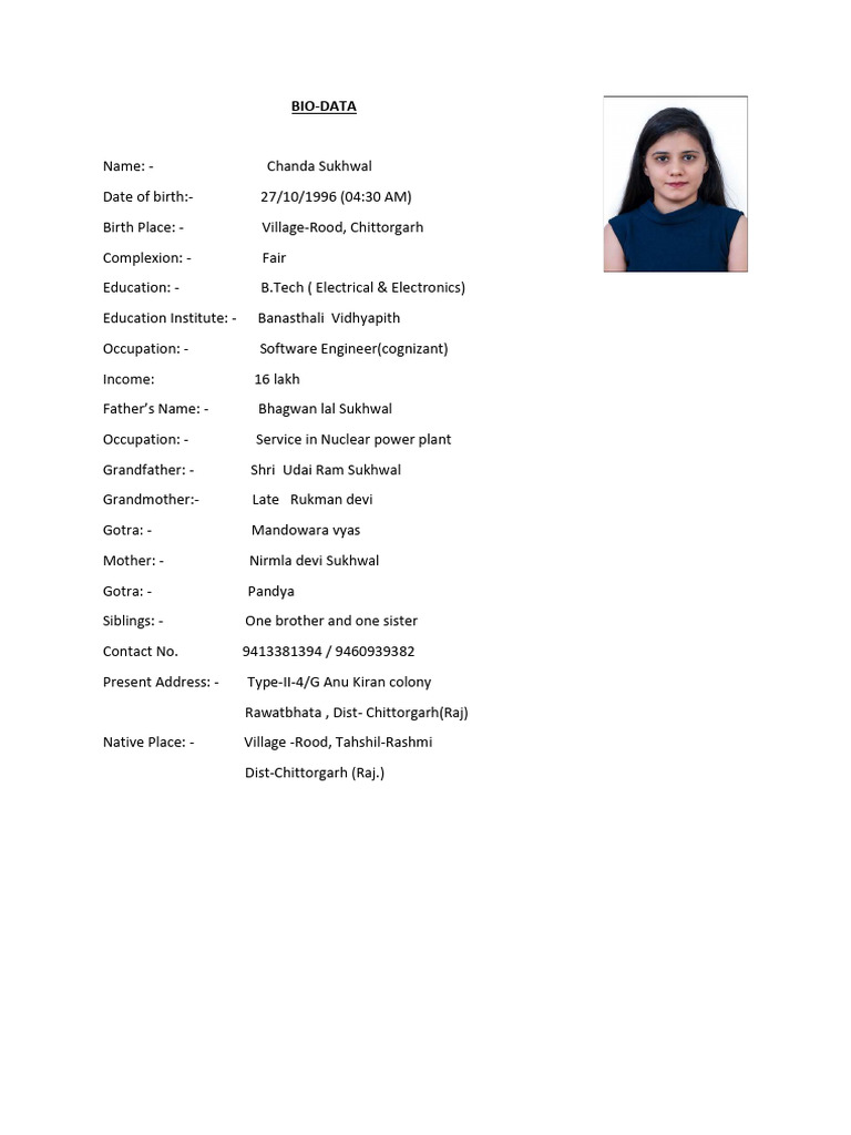 Chanda Biodata 24 | PDF