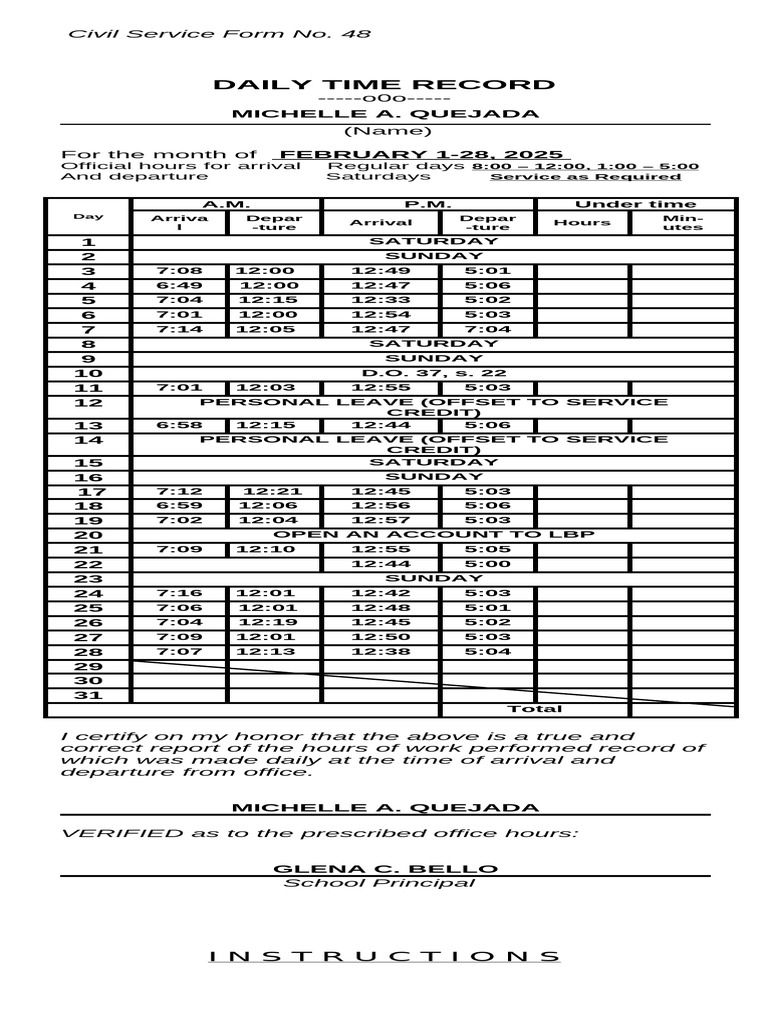 QUEJADA.M-DTR-FEBRUARY-2025 (1) | PDF | Justice | Crime & Violence