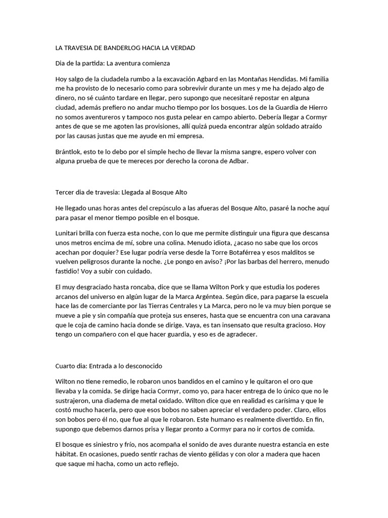 La Travesia de Banderlog Hacia La Verdad | PDF
