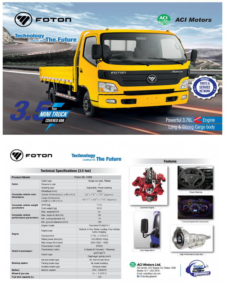 Foton Yellow 3.5-Ton Leaflet-New | PDF