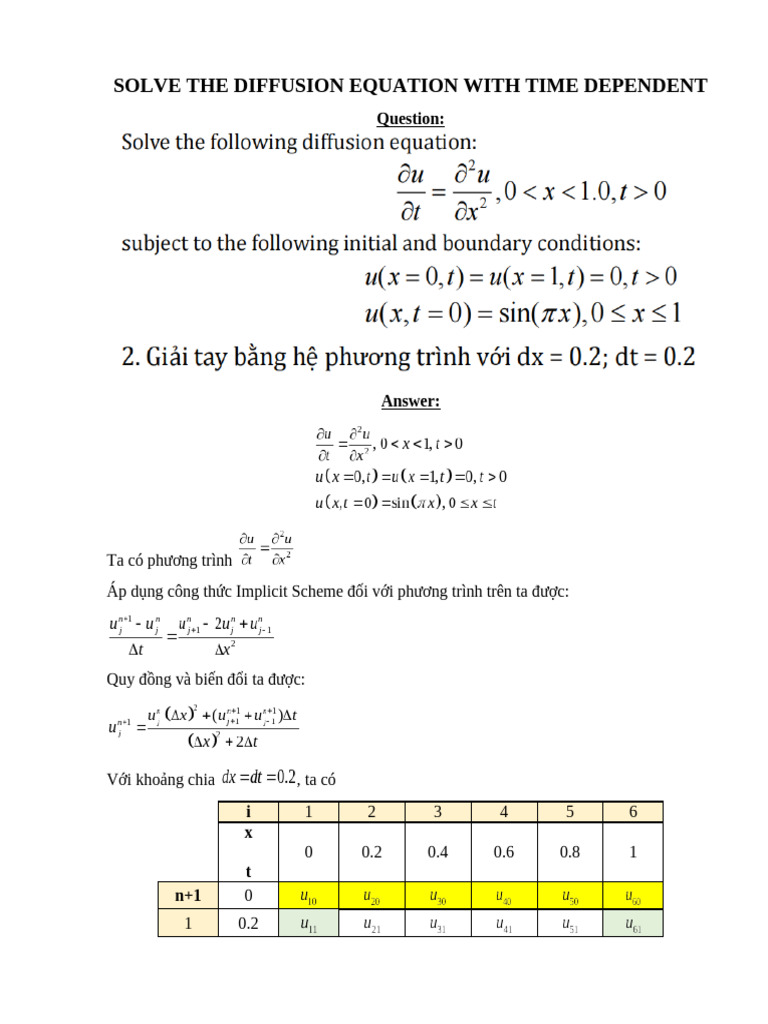 Solve The Diffusion Equation With Time Dependent | PDF