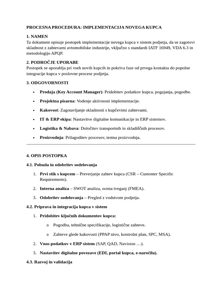 Procesna Procedura | PDF