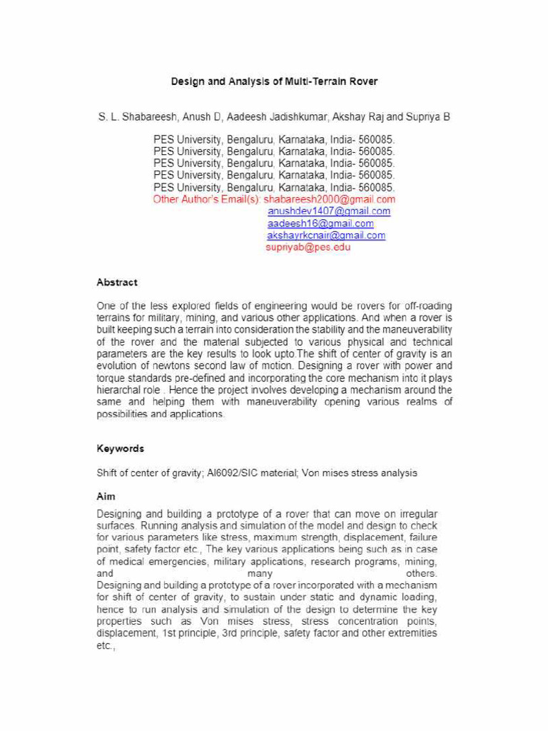 Design and Analysis of Multi-Terrain Rover-Paper - AMEMA | PDF
