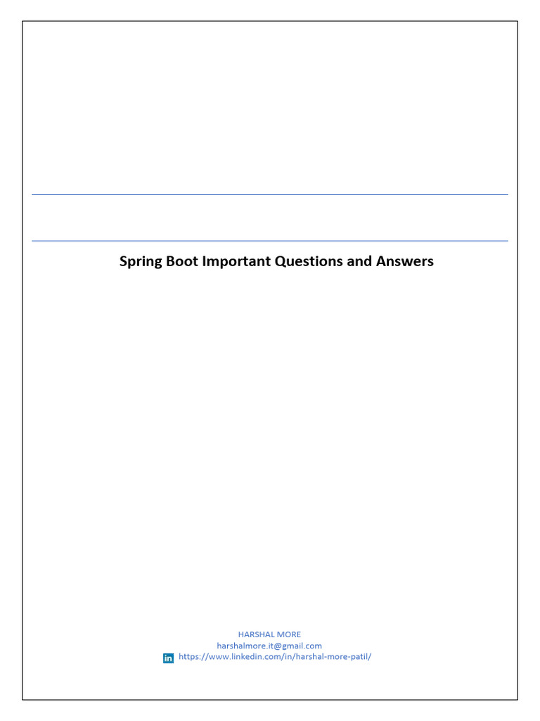 Spring Boot Q&A: Key Concepts Explained | PDF