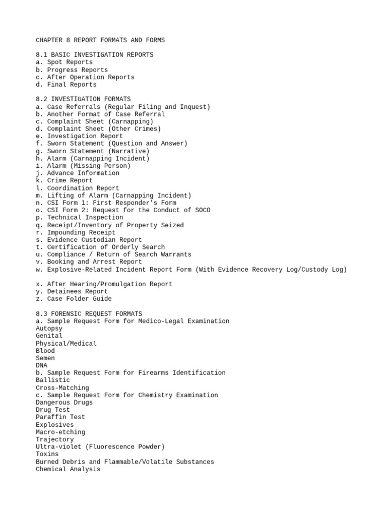 Investigation Report Formats and Forms | PDF