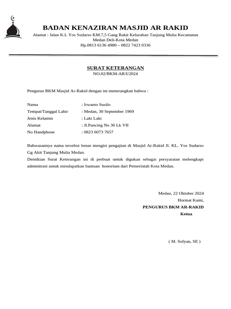 Badan Kenaziran Masjid Ar Rakid | PDF