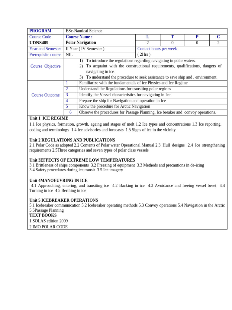 Polar Navigation - Syllabus | PDF