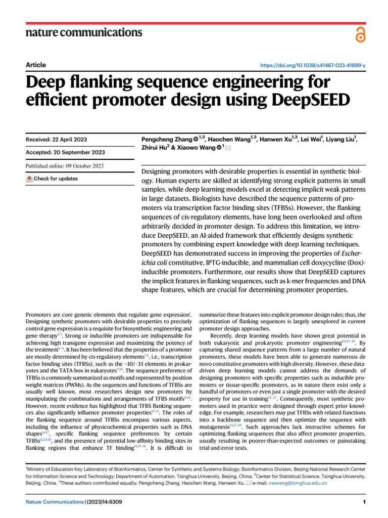 Deep Flanking Sequence Engineering For | PDF | Promoter (Genetics) | Transcription Factor