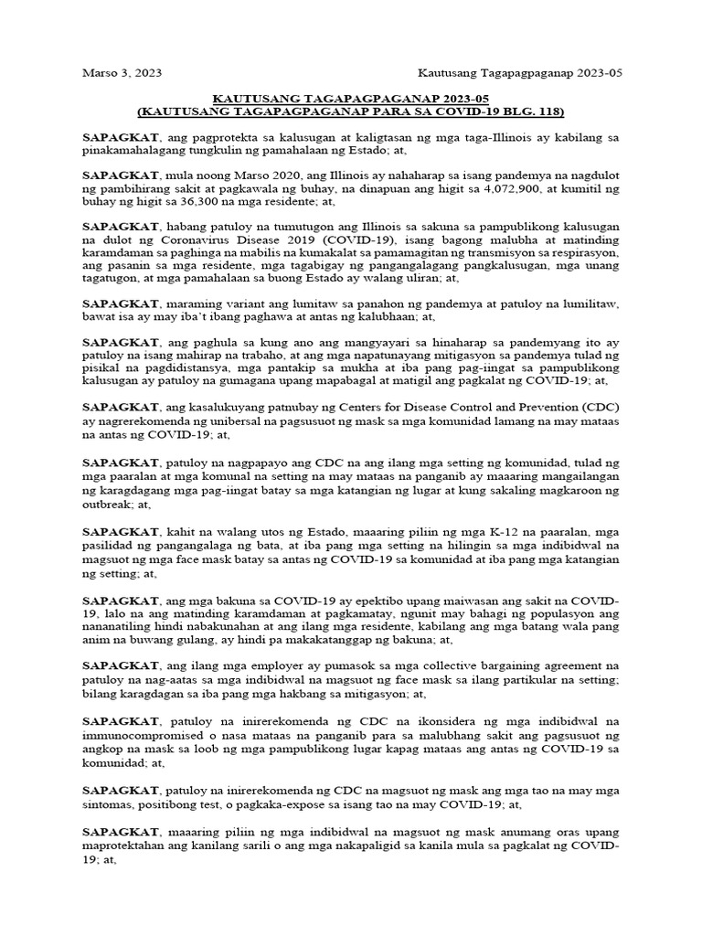 Executive Order 2023 05 Tagalog | PDF