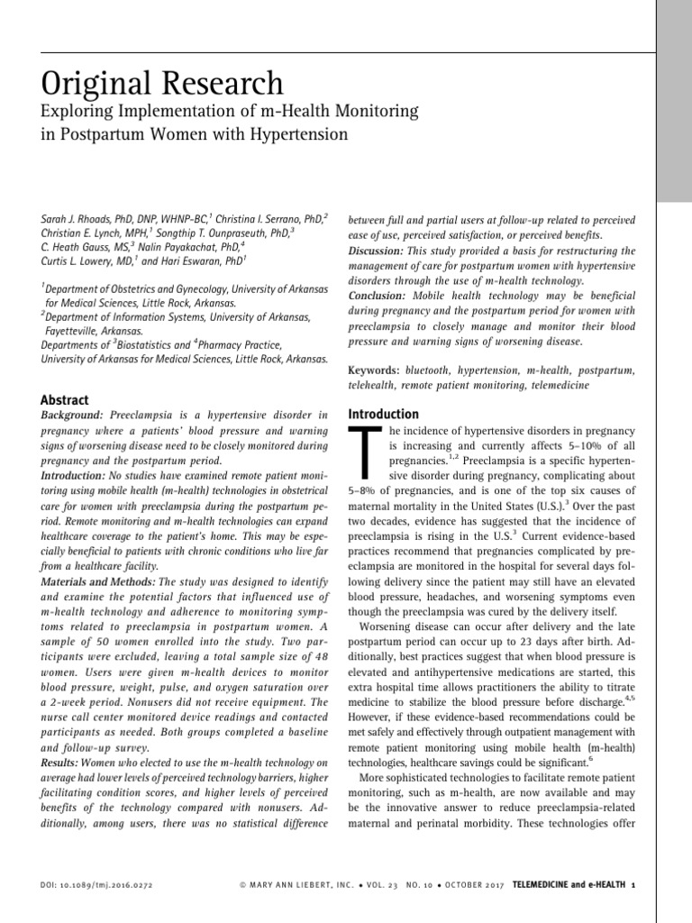 Monitoring Post Partum Hipertensi Rhoads2017 | PDF | Childbirth ...