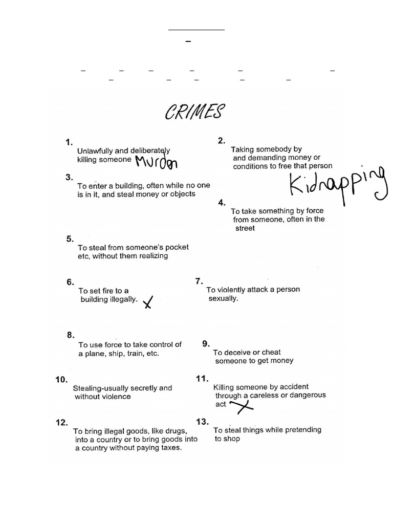 3a - Crimes - Definitions (Activity) | PDF