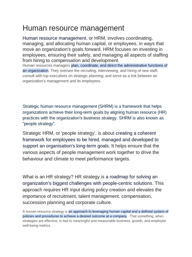 Human Resource Management | PDF | Human Resource Management | Employee ...